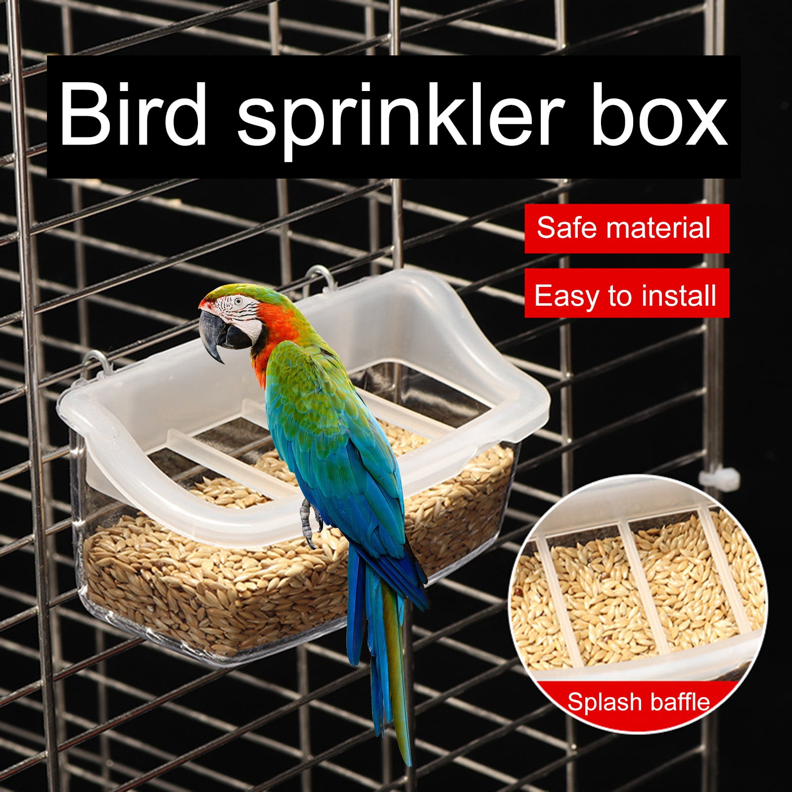 wirlsweal Bird Food Box Easy Feeding Bird Cage Accessory Upgradeable ...