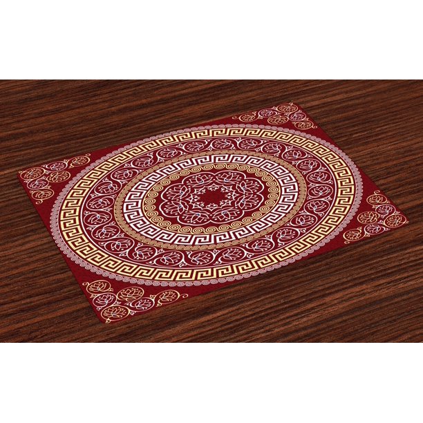 Greek Key Placemats Set of 4 Round and Square Ornament Meander with ...