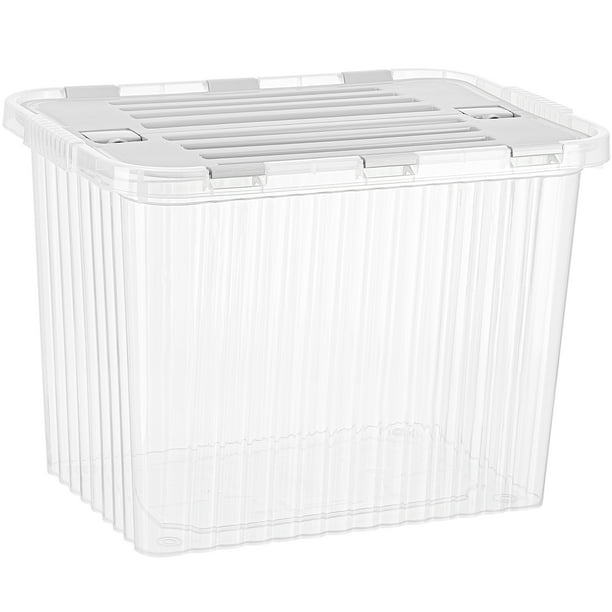 Superio 13 Gallon Stackable Storage Tote Container with Attached Hinged ...