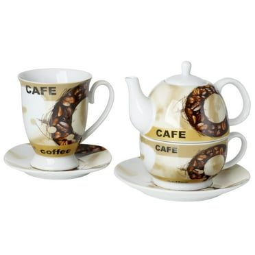 Tea Cup Set 12 Piece Cup & Saucer Set Glass Tea Party Microwave Safe ...