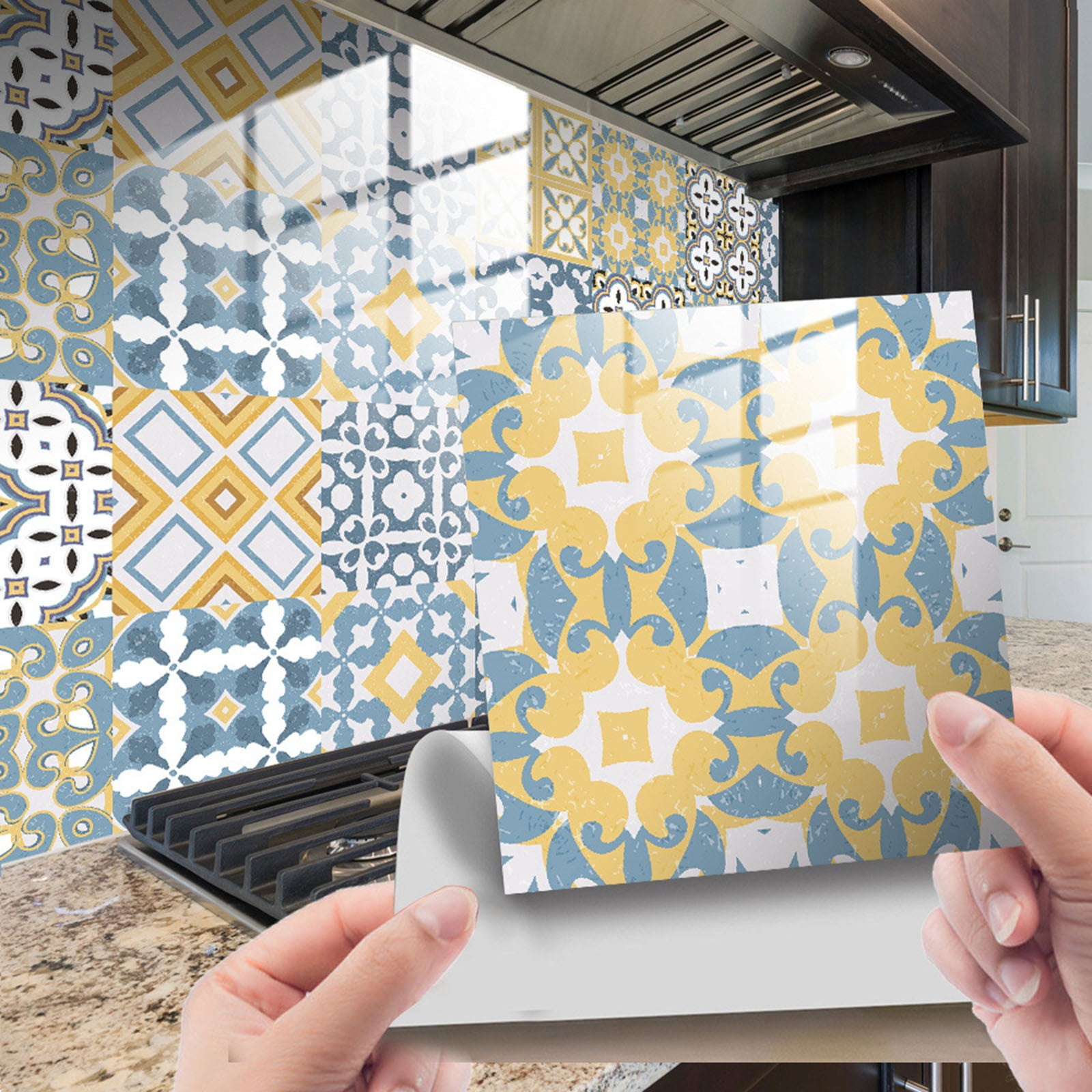 ONHUON 10pc Peel And Stick Ceramic Tile Paste 3D Lattice Ceramic Tile ...