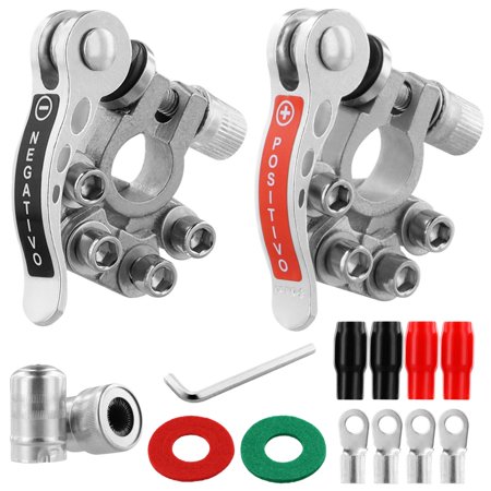 2Pcs Battery Terminal Connectors, 4 Way Battery Clamp Terminals ...