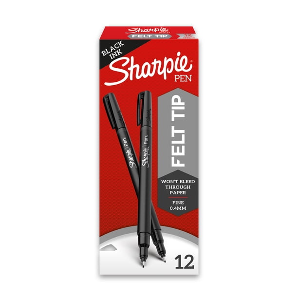 Sharpie Felt Tip Pens, Fine Point (0.4mm), Black, 12 Count - Walmart.com