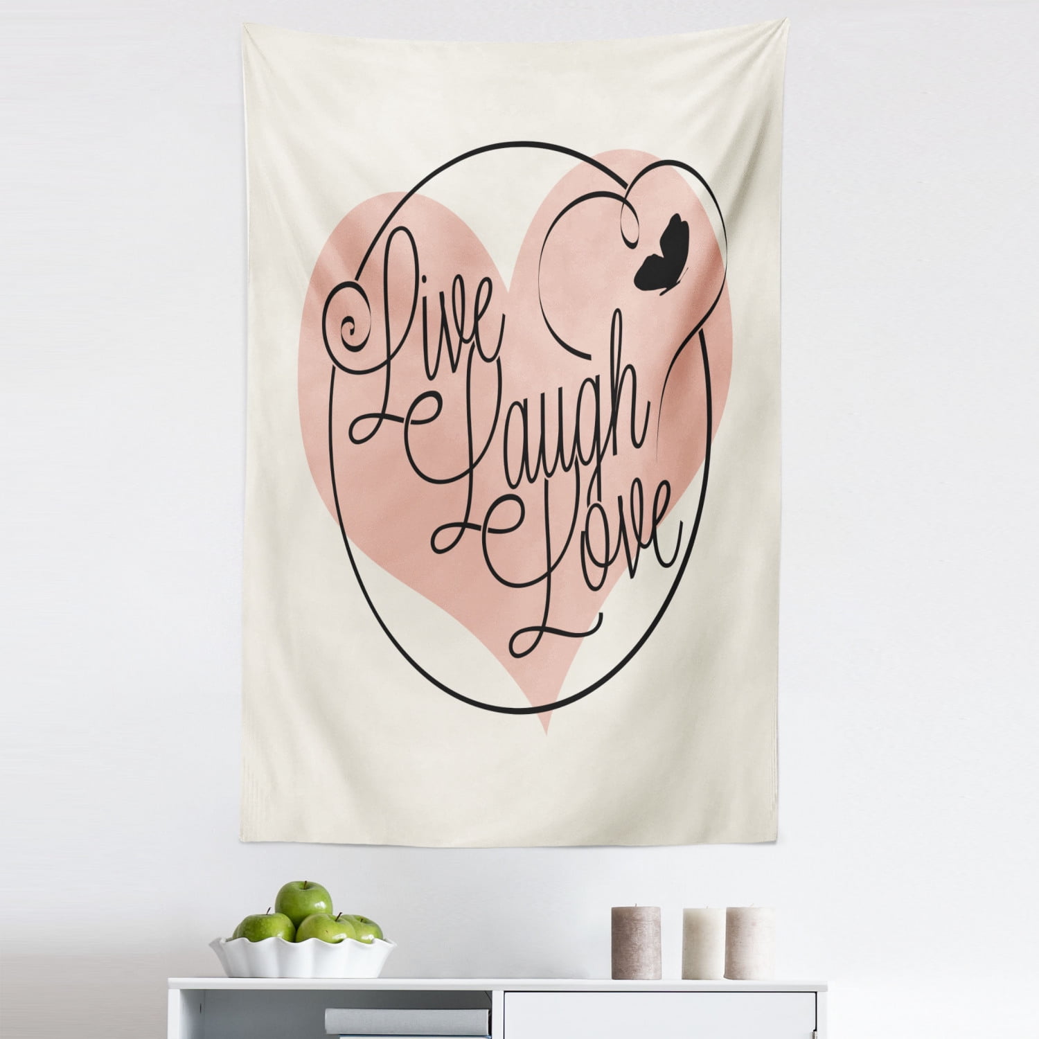 Live Laugh Love Tapestry, Romance Valentine's Day Theme Calligraphy Art ...