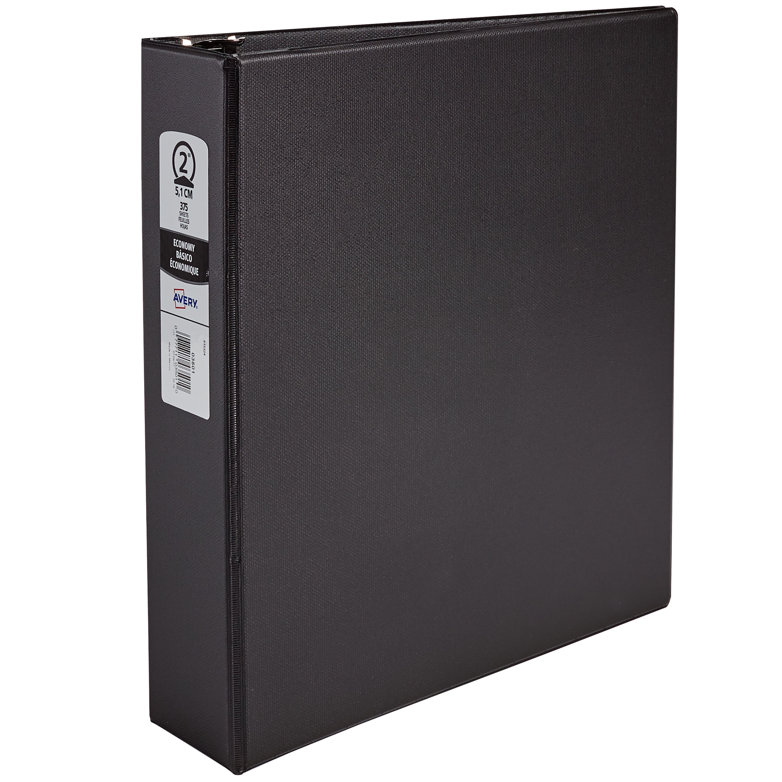 Avery Economy Binder 2 Round Rings 375 Sheet Capacity Black 03501