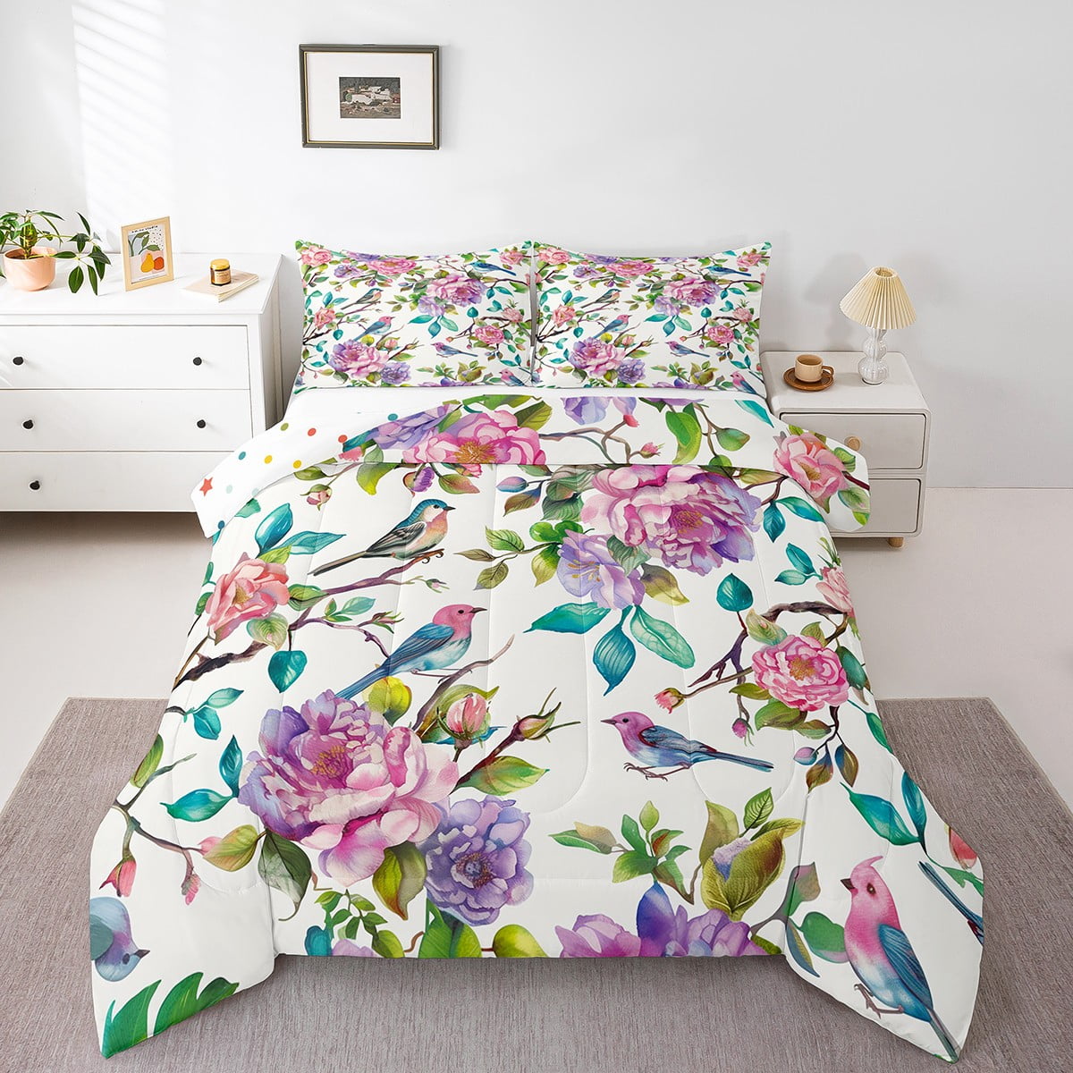 Click here for Yst Peony Bedding Queen Size pink Purple Floral Co... prices