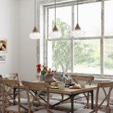 LNC Farmhosue Pendant Light with Pumpkin Glass Shade,Distressed Wood ...