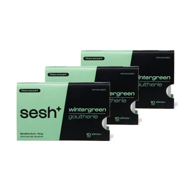 Sesh+ Nicotine Gum, Wintergreen, 30 Pieces, 4mg Per Piece - Help Quit ...