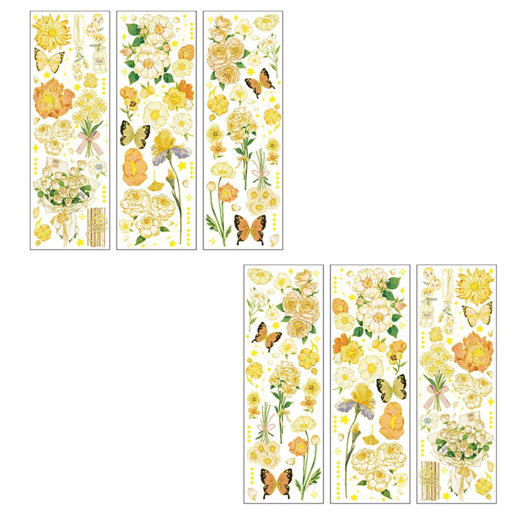 2pack 6pcs Vintage Floral Scrapbook Stickers Flowers Waterproof ...