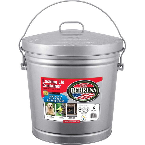 Behrens High Grade Steel 6106 6 Gal Silver Galvanized Steel Storage Can ...
