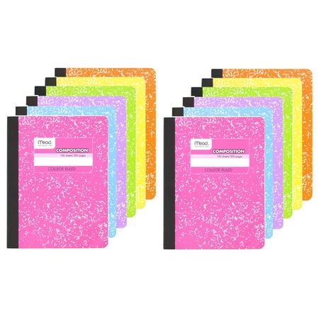 Mead Composition Book, 12 Pack of Cute Notebooks, College Ruled paper ...