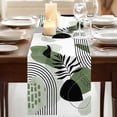 Boho Geometric 120 Inch Table Runner, Green Ethnic Abstract Stripes ...