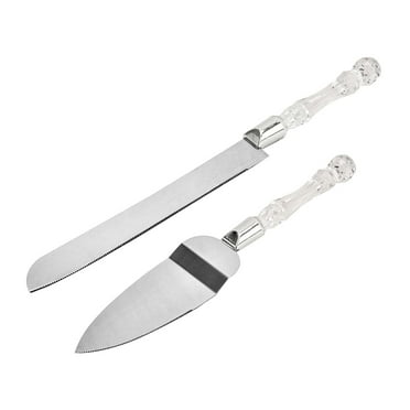 BalsaCircle Silver Wedding Cake Knife and Server Set Natural Jute Lace ...