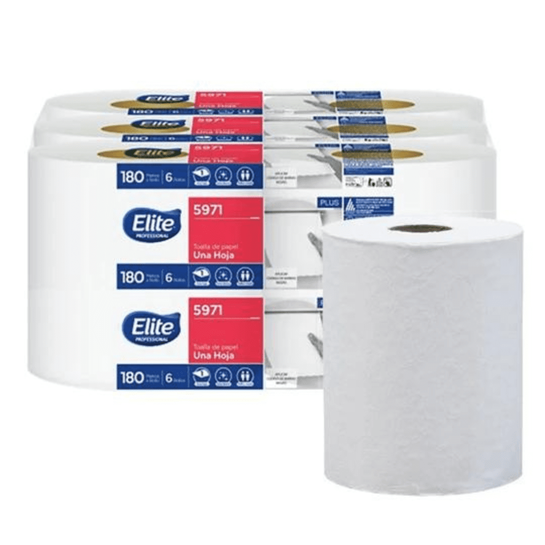 Toallas Para Manos en Rollo Elite Blanca Paq con 6 Bobinas de 180m c/u ...