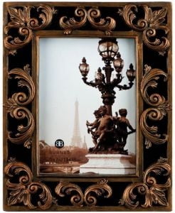 Antiqued Bronze BAROQUE SCROLL with Mirror 5x7 by Burnes - 5x7 ...