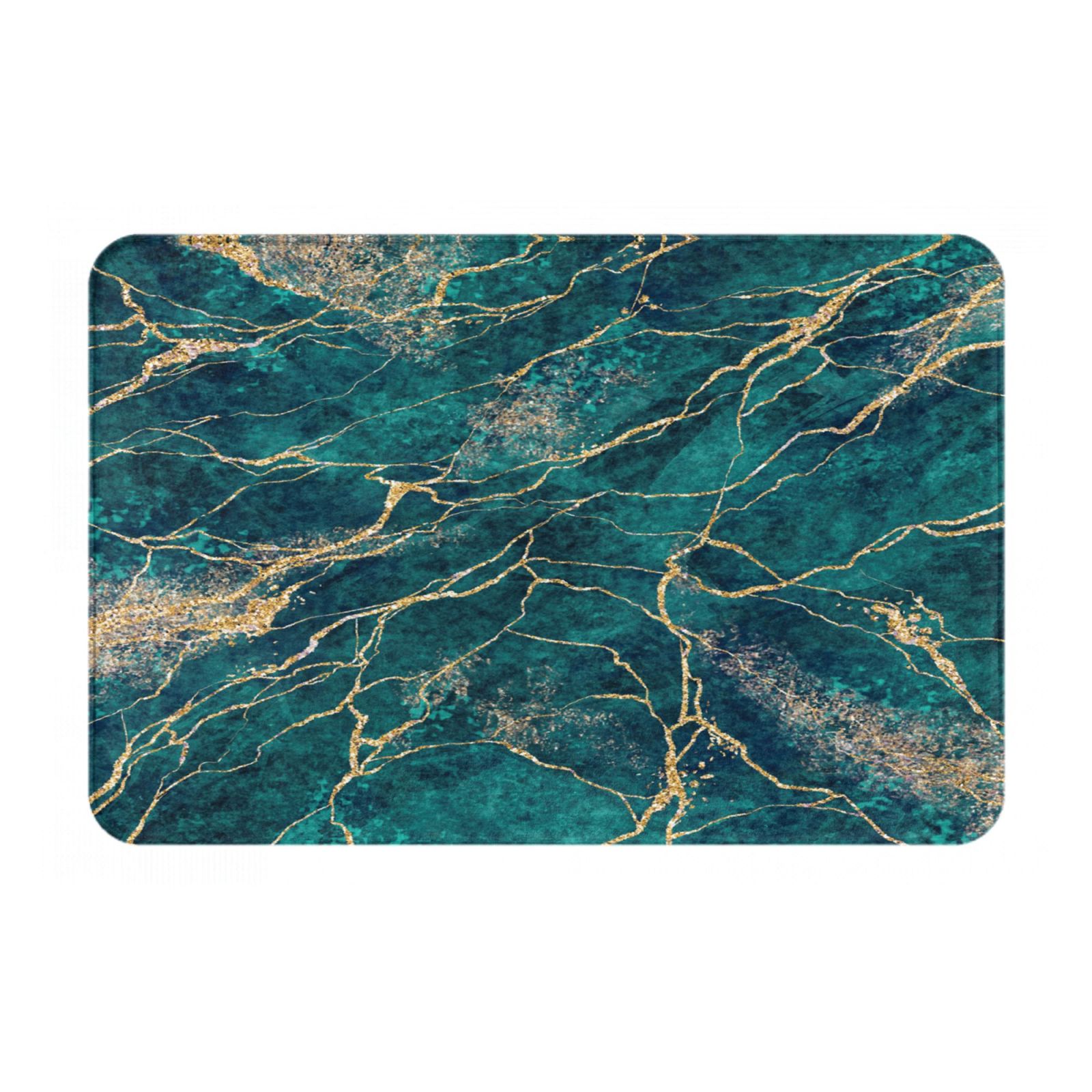 Bathroom Rugs Bath Mat Malachite Green Marble with Gold Mats Front ...