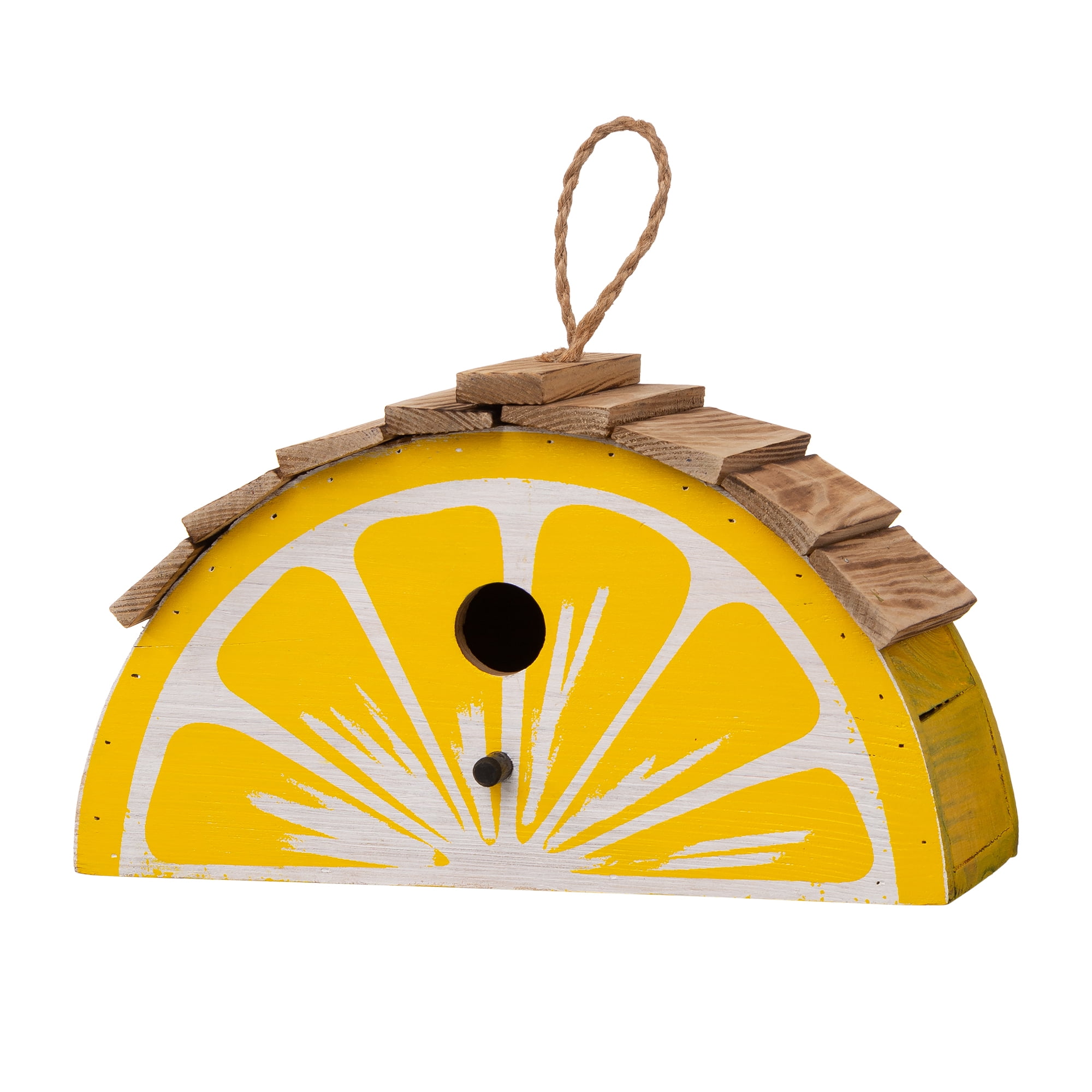 Glitzhome Wood Lemon Birdhouse for Bluebird, Yellow Outdoor Hanging ...