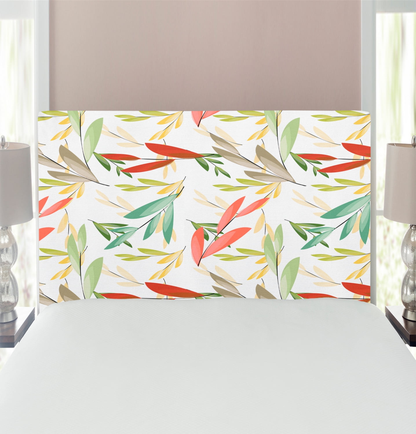 Leaf Headboard, Abstract Faded Floral Images and Retro Patterns with ...