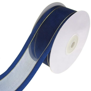 Gold-Lined Satin Edge Organza Ribbon, Navy, 1-1/2-Inch, 25-Yard ...