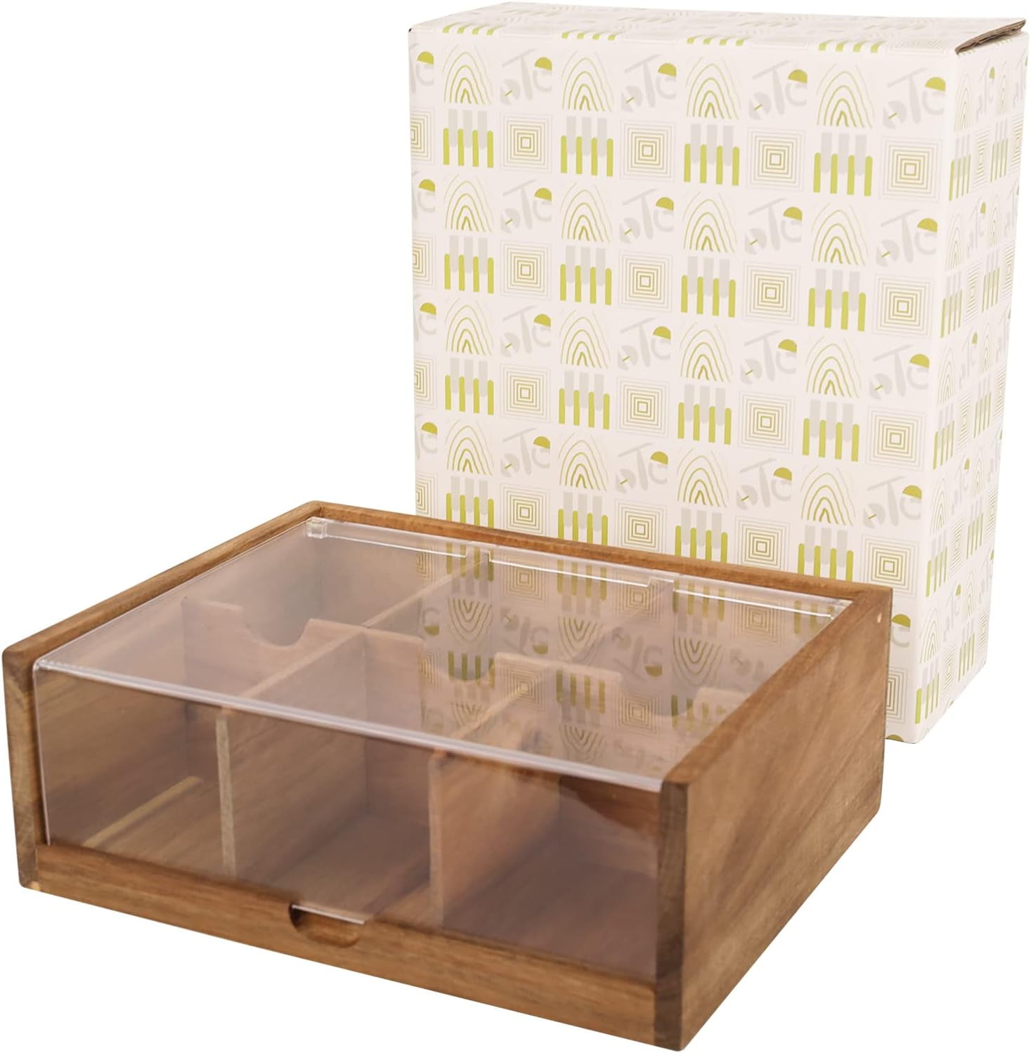 Tea Bag Organizer 6 Compartments by HTB| Gift Box Acacia Wood Tea ...