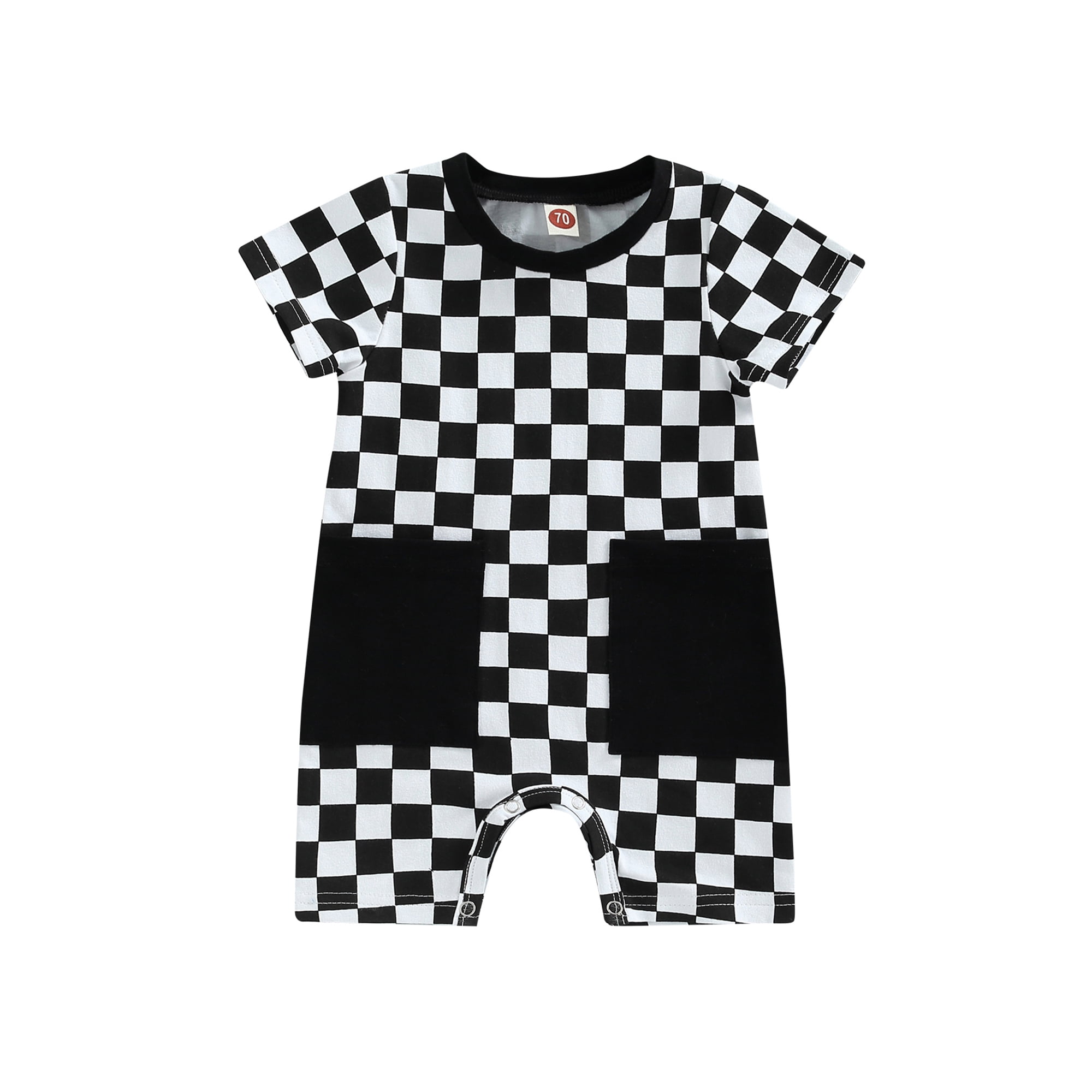 Click here for Fortune Baby Boy Checkerboard Romper Summer Plaid... prices