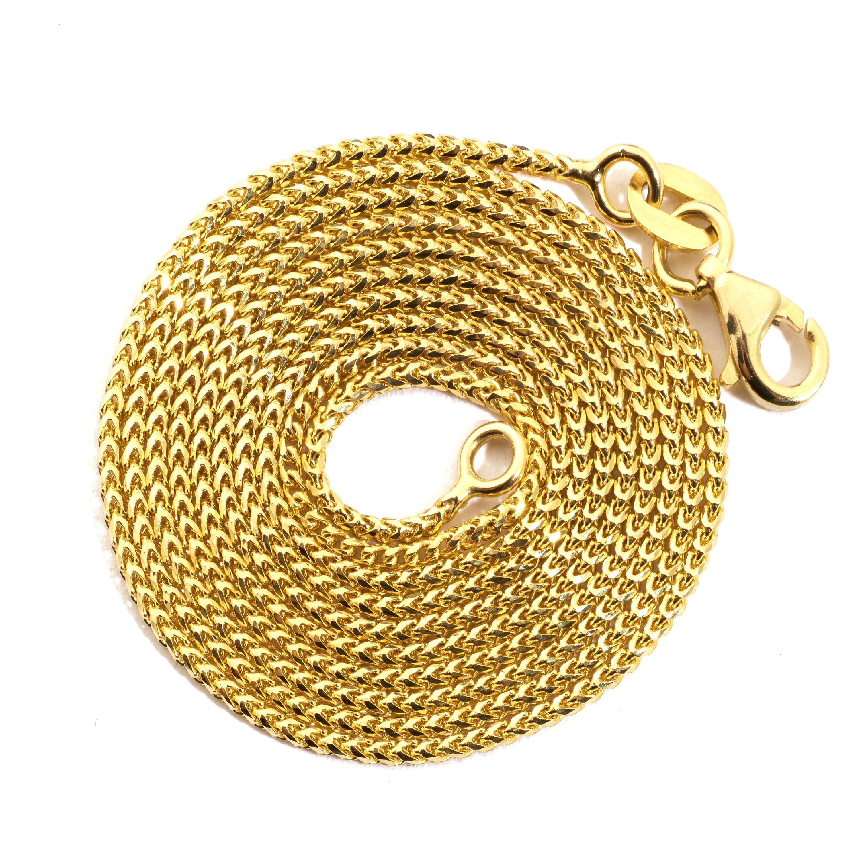 10K Yellow Gold 1.1mm Solid Diamond Cut Franco Chain Necklace (28 ...