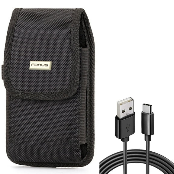 Case Belt Clip + 6ft USB Cable for Motorola One 5G Ace Phone - Rugged ...