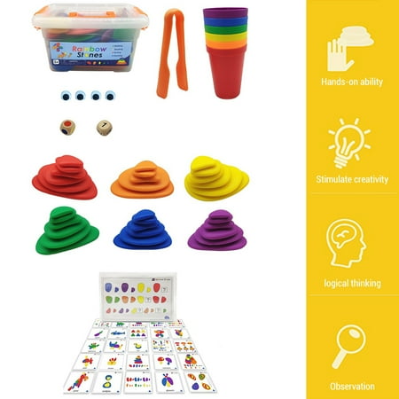 70pcs/set Rainbow Pebbles Early Math Learning Toys Sorting And Stacking ...