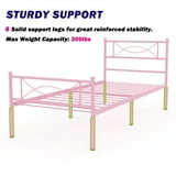 Yoneston Twin Metal Platform Bed Frame for Girls Single Bed Frame ...