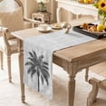 Black Coconut Tree Sketch Table Runner 13x70in Non-Slip Cotton Linen ...