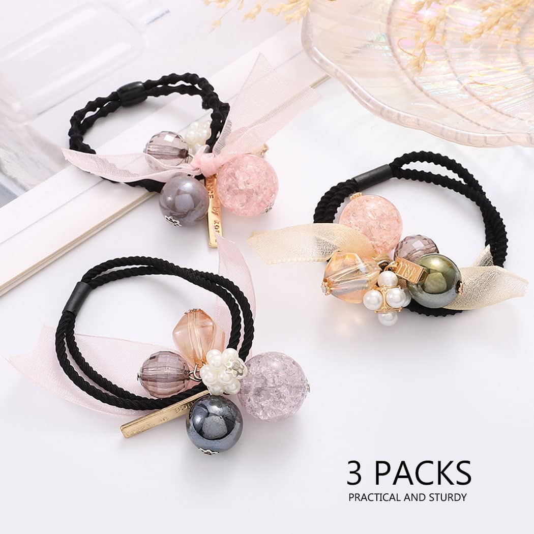 Click here for Damaie Rhinestone Hair Scrunchy Elasitc Hair Ties... prices