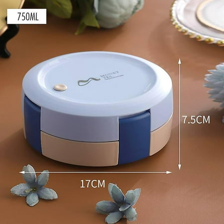 Round Lunch Box Stainless Steel Single Layer Bento Box With Fork Spoon ...