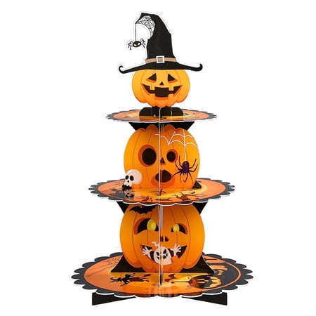 Halloween Cupcake Stand 3 Layer Desktop Candy Plate Pumpkin Layered ...