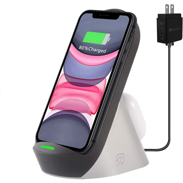 Wireless Charging Station 2 in 1 Wireless Charger for Qi-Enabled Mobile ...