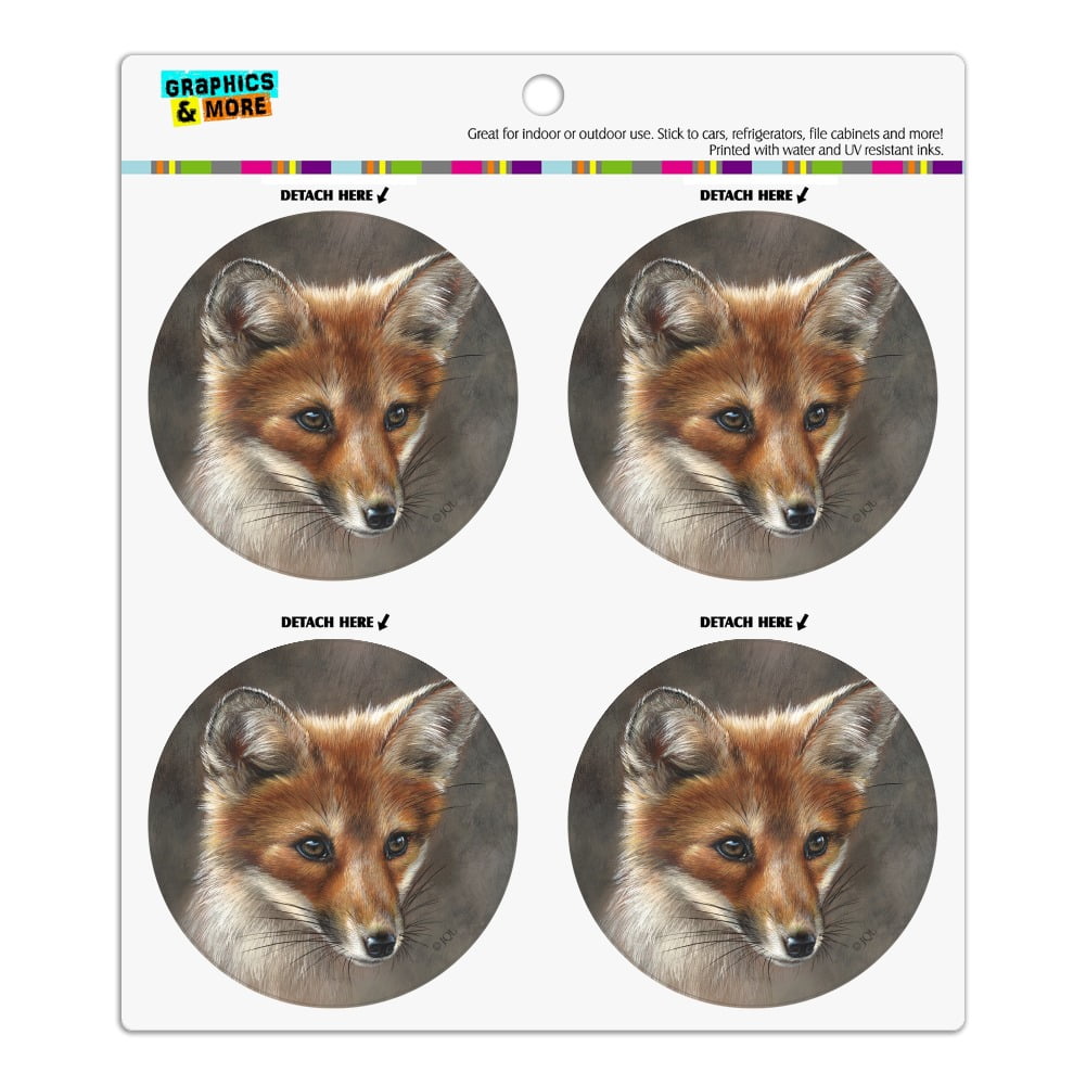 Red Fox Kit Portrait Refrigerator Fridge Locker Vinyl Circle Magnet Set ...