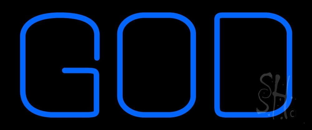 Blue God Block LED Neon Sign 10" Tall x 24" Wide - inches Black Square ...