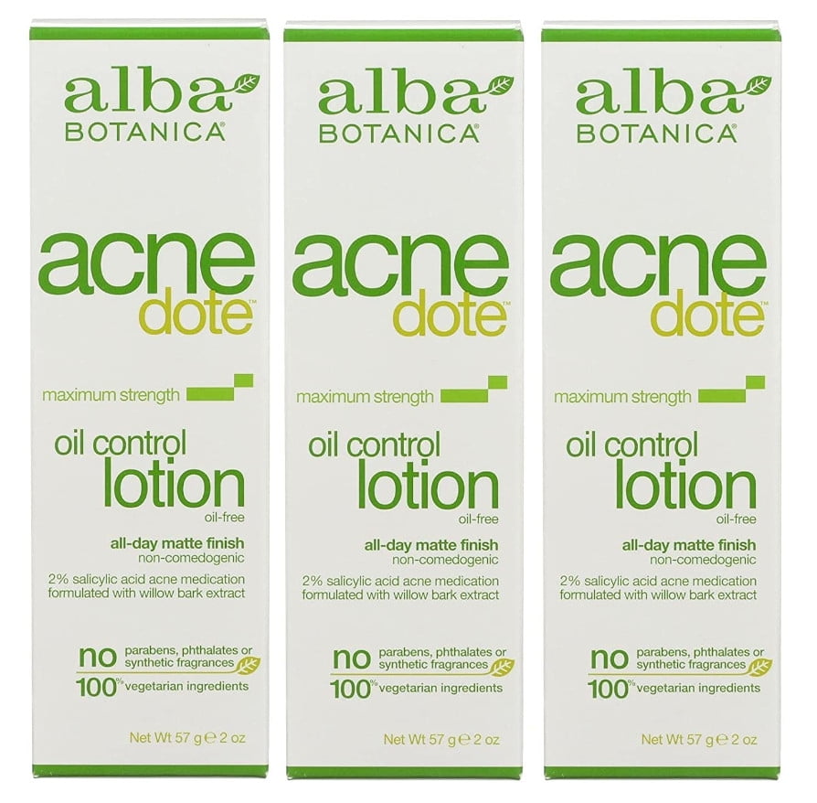 Alba Botanica Acne Dote Oil Control Lotion, Maximum Strength 2 oz (Pack ...