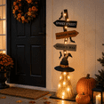 43 INCH LIGHTED HALLOWEEN WOODEN WITCH'S BROOM PORCH DECOR Battery ...