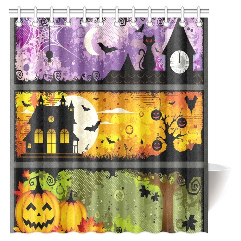 Mypop Halloween Decorations Shower Curtain Halloween Theme Night