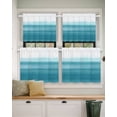 Abstract Gradient Turquoise Stripe Short Blackout Curtains 30 Inch Long ...