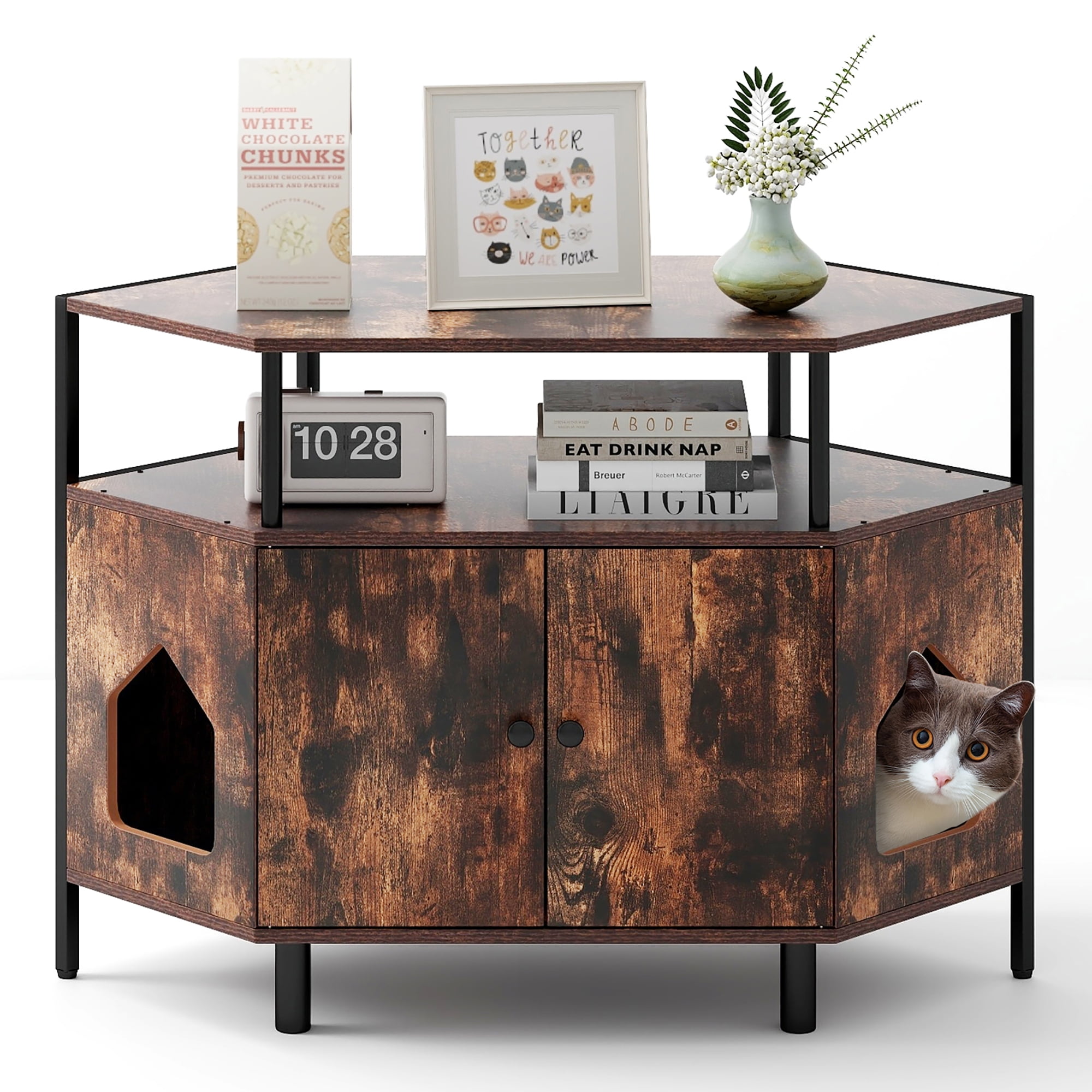 Click here for Gymax Corner Cat Litter Box Enclosure End Table W/... prices