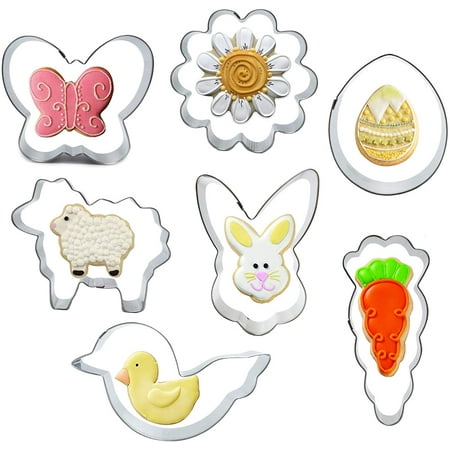 Spring Cookie Cutters Set - 7 Piece - Flower Butterfly Sheep Egg Carrot ...