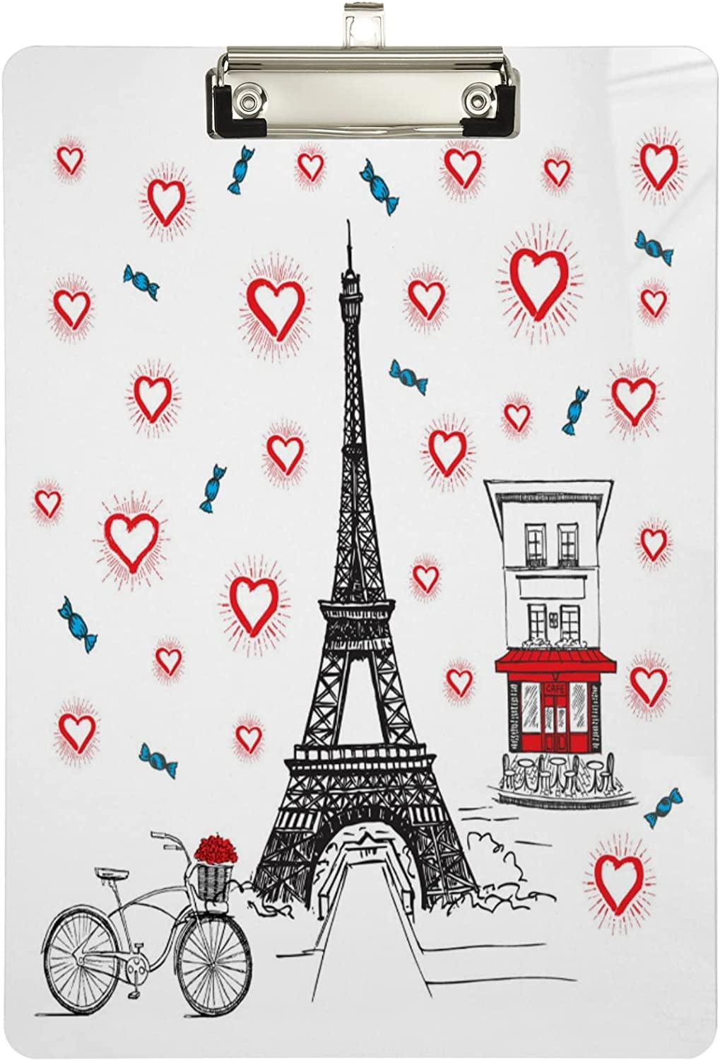 FMSHPON Restaurant Cafe Hearts Paris Clipboard Hardboard Wood Nursing ...