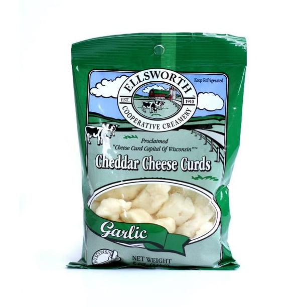 Pack of 12, Ellsworth, Natural White Cheddar Cheese Curds Garlic, 5 oz ...