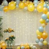 TETOU 10x10ft Tulle Backdrop Curtain with Lights String, Sheer Backdrop ...