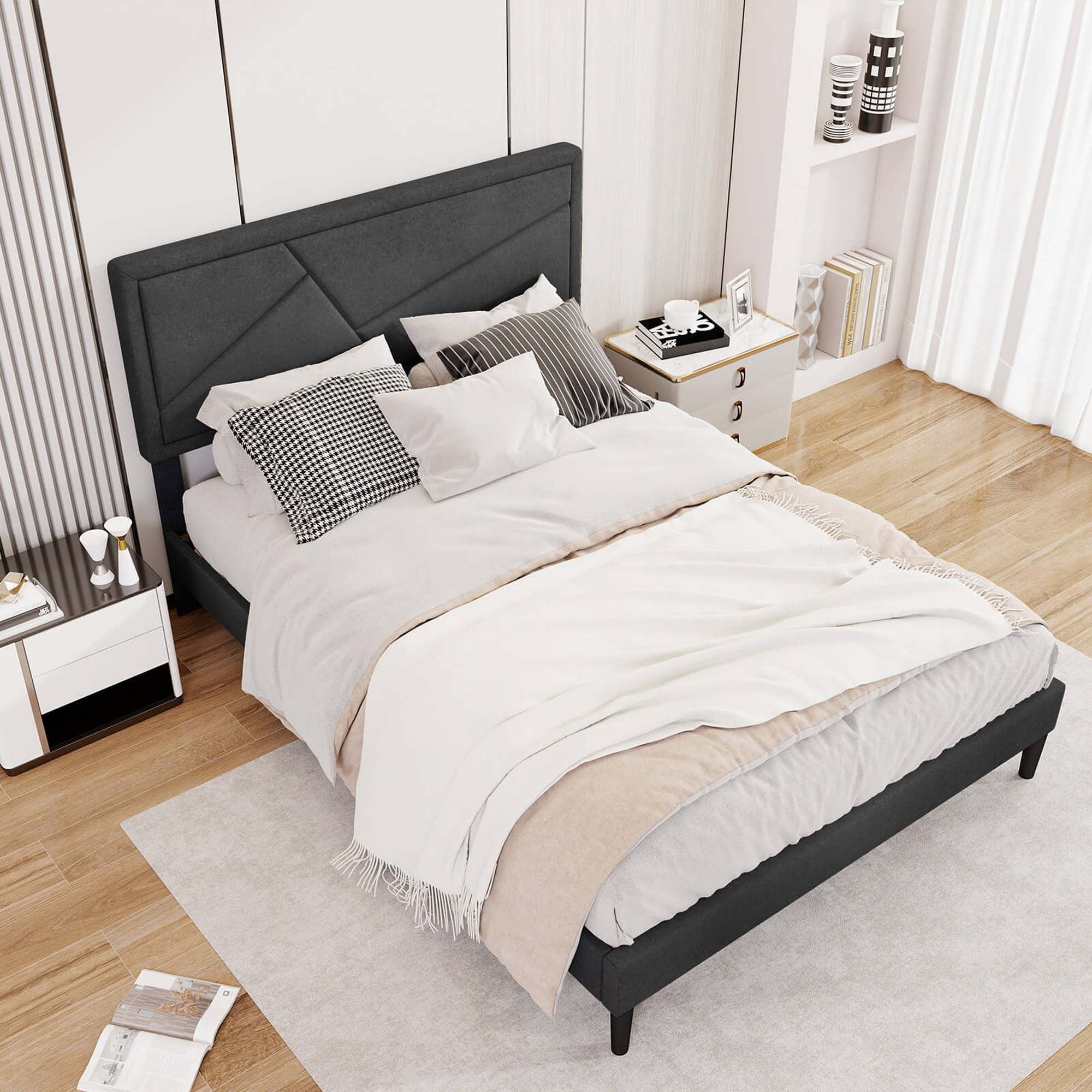 Click here for Costway Full Size Bed Frame With High Headboard &... prices