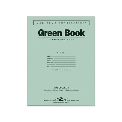 Green Books Exam Book Wide/Legal Rule, 11 x 8.5, White, 8 Sheets ...