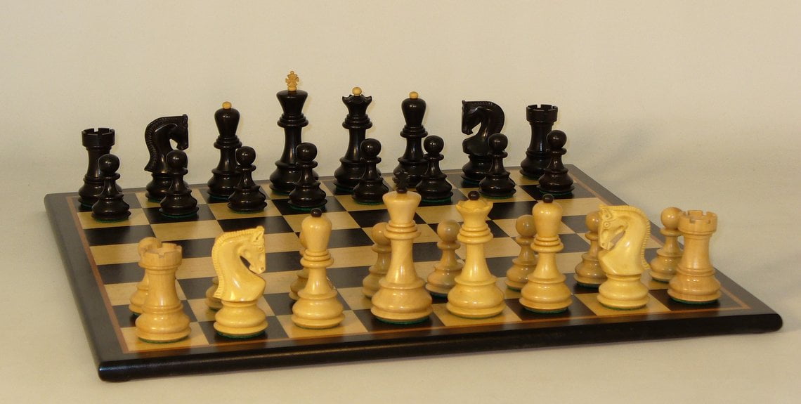 Old Russian Knight Style Black & Natural Boxwood on Black & Birdseye ...