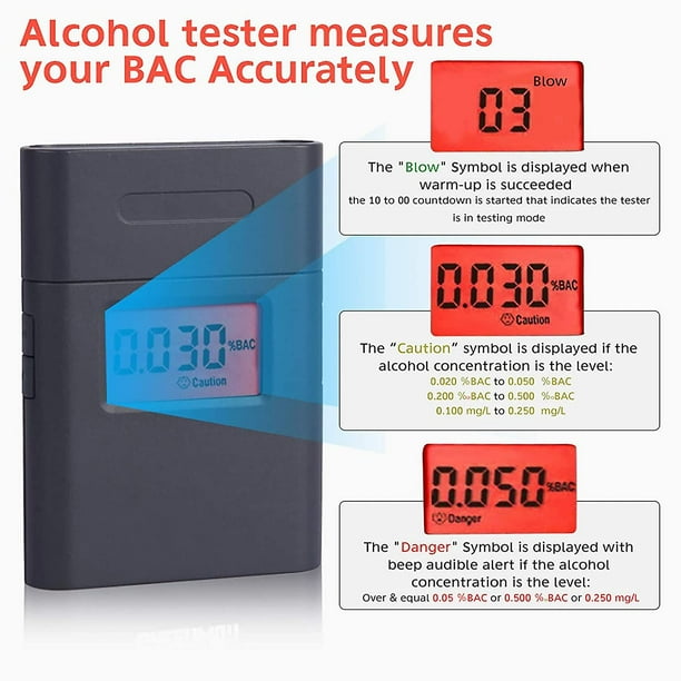 Alcoholimetros, alcoholímetro digital portátil con 4 boquillas, luz de ...