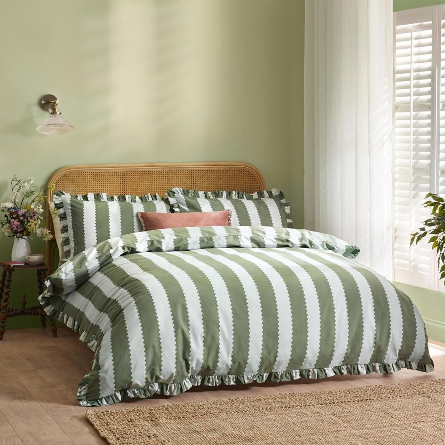 Click here for Wylder Birdie Ruffles Stripe Duvet Cover Set prices